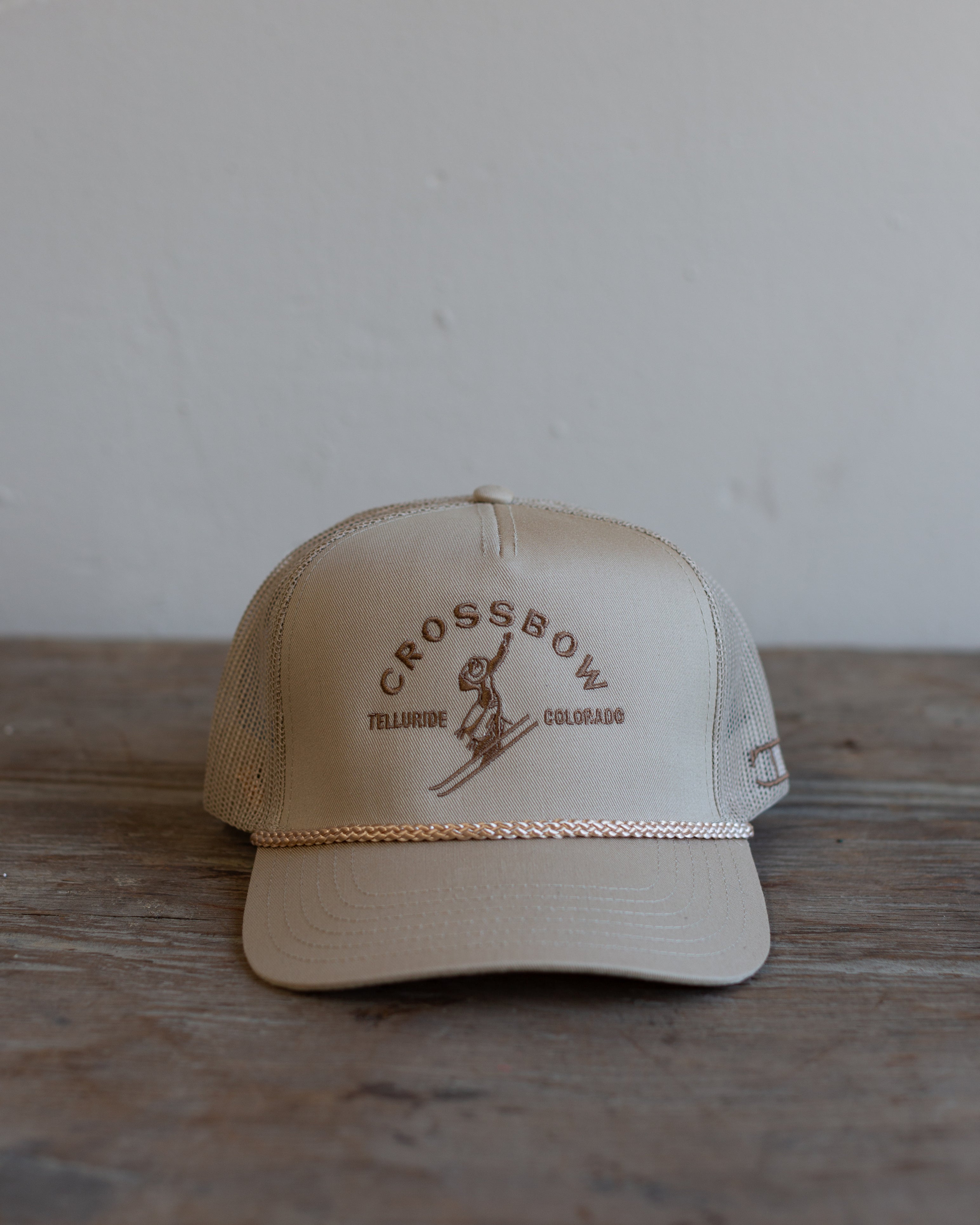 Crossbow Vintage Inspired Custom Mesh Trucker Snapback Hat, The Skier
