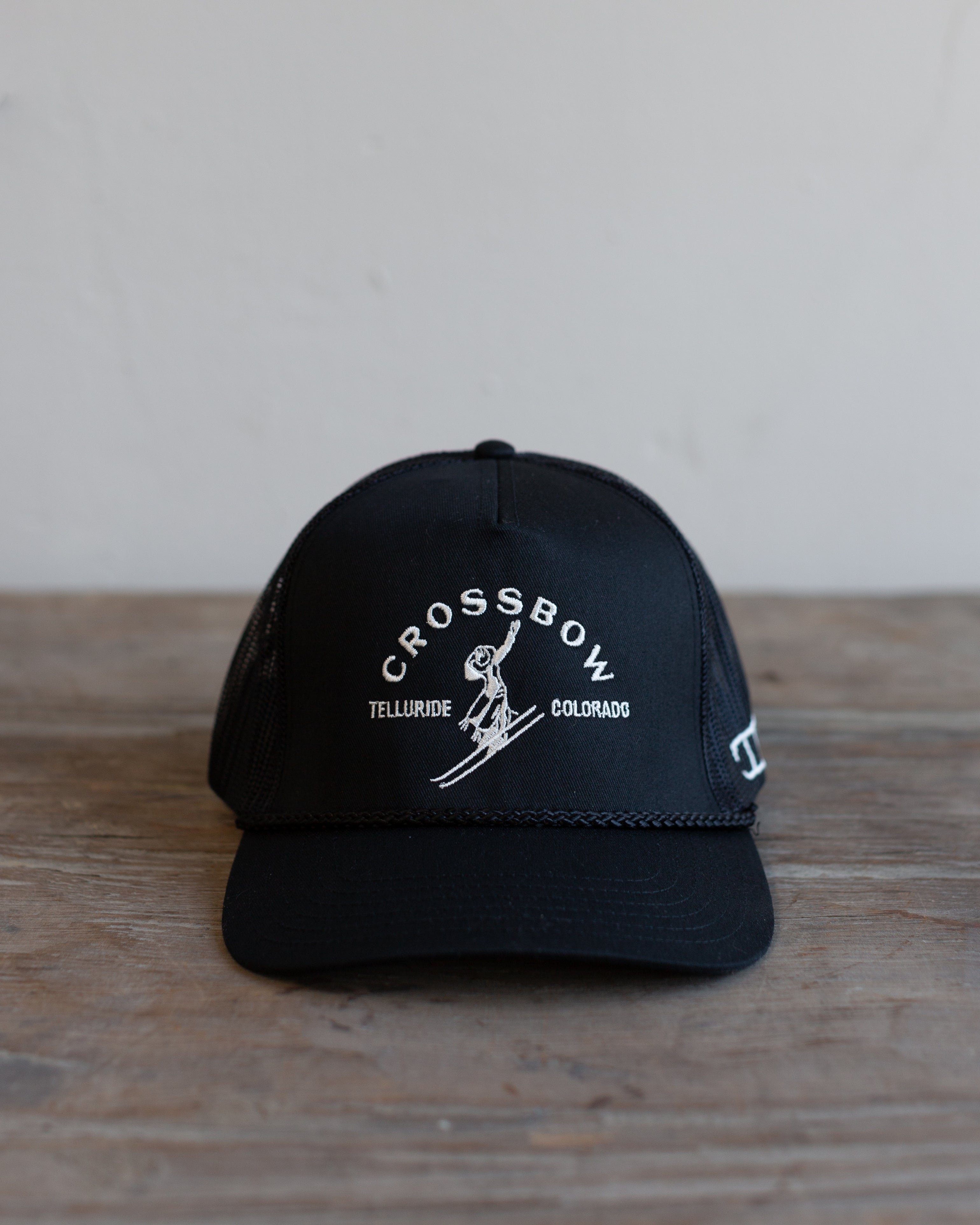 Crossbow Vintage Inspired Custom Mesh Trucker Snapback Hat, The Skier