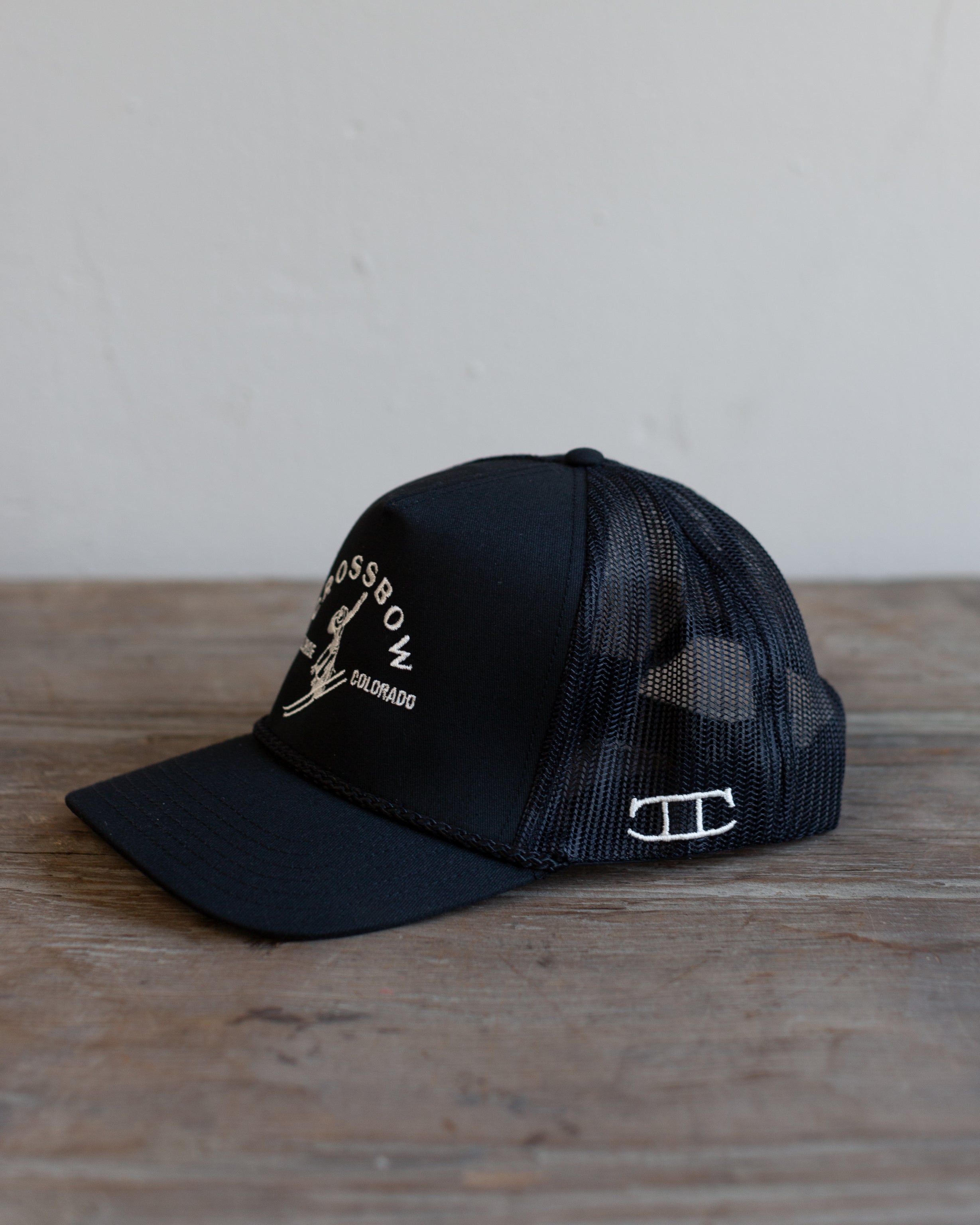 Crossbow Vintage Inspired Custom Mesh Trucker Snapback Hat, The Skier