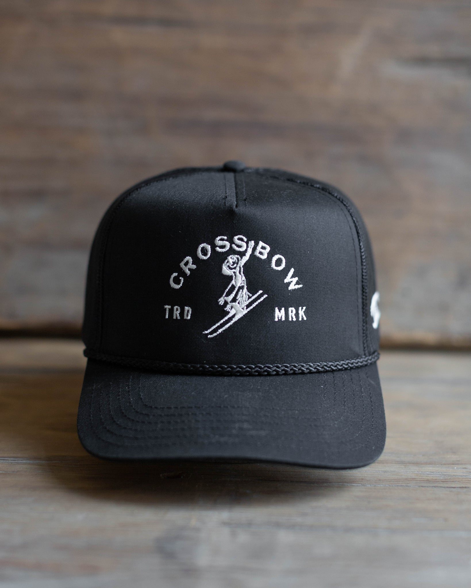 Crossbow Vintage Inspired Custom Mesh Trucker Snapback Hat, The Skier
