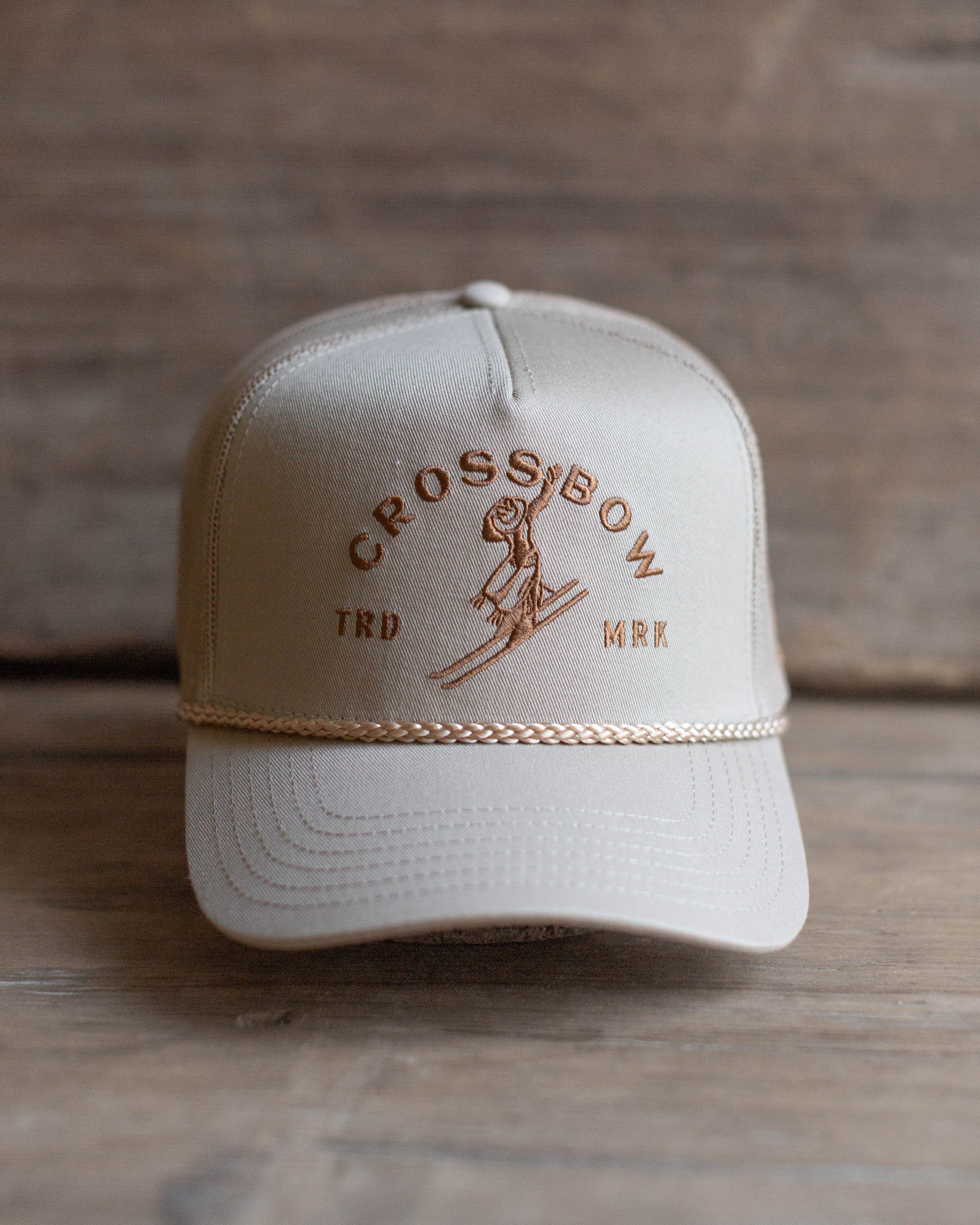 Crossbow Vintage Inspired Custom Mesh Trucker Snapback Hat, The Skier
