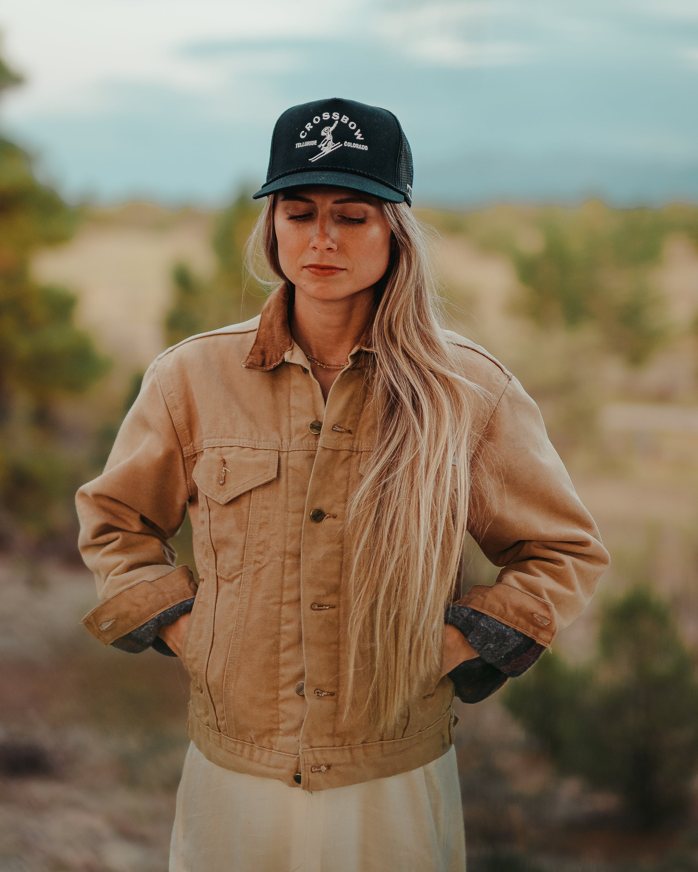 Crossbow Vintage Inspired Custom Mesh Trucker Snapback Hat, The Skier