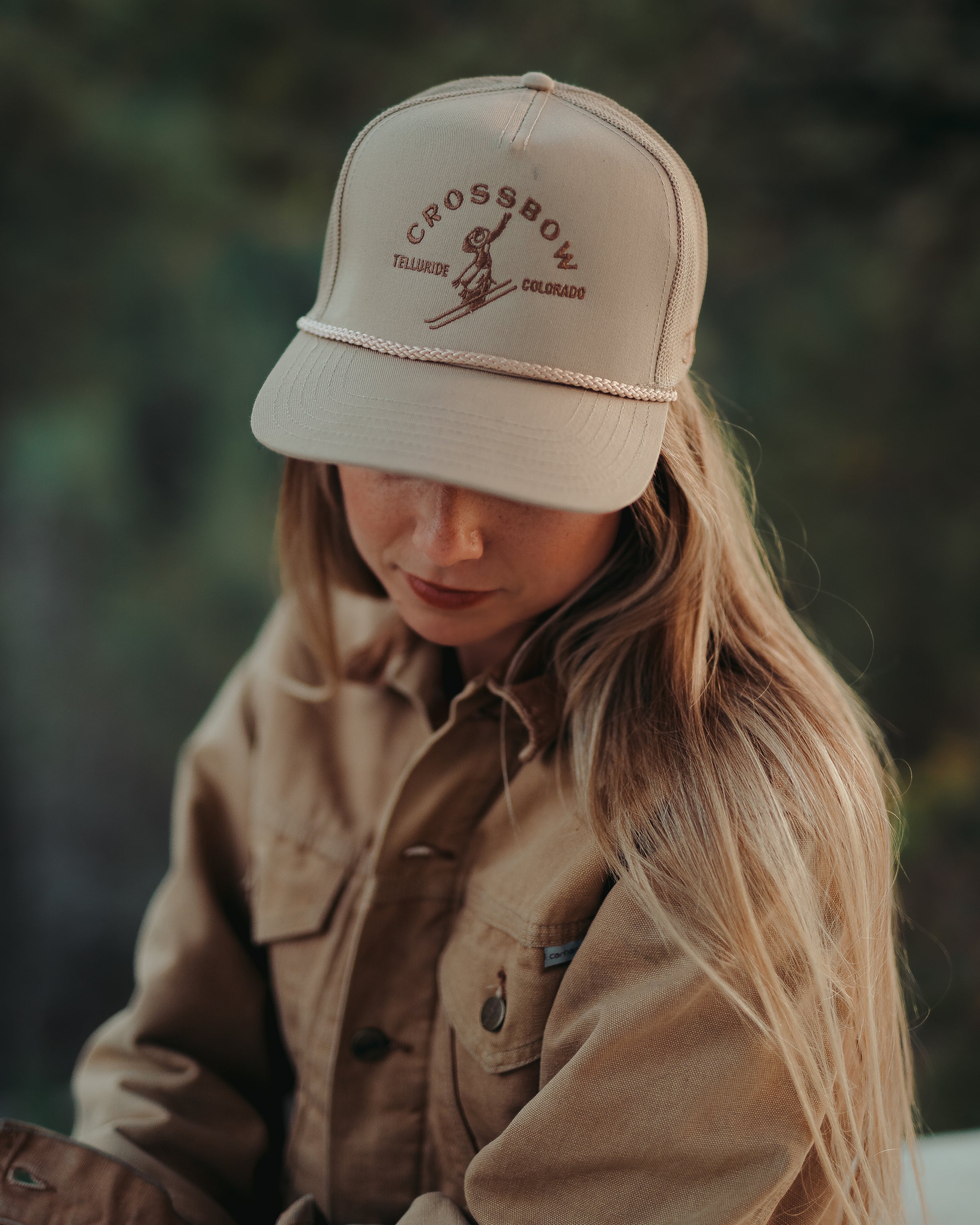 Crossbow Vintage Inspired Custom Mesh Trucker Snapback Hat, The Skier